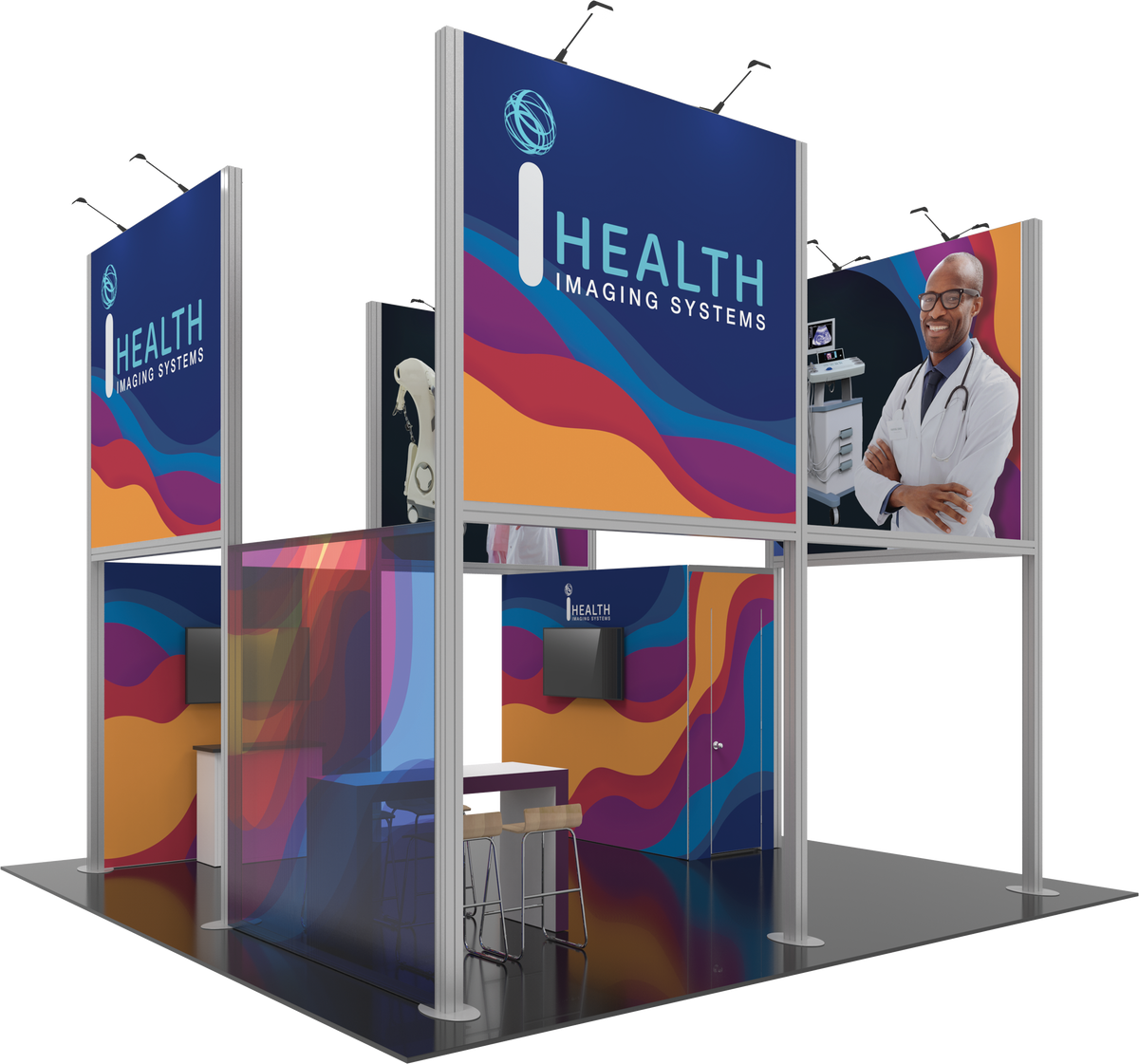 20X20 Trade Show Exhibit - Island Booth Hybrid Pro 19B – Joy Displays