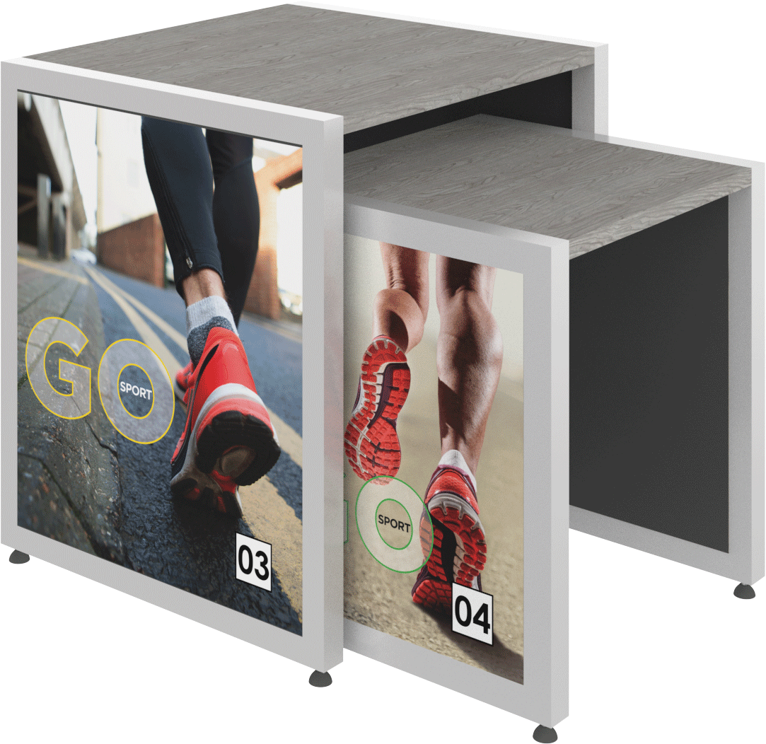 MODIFY Nesting Table 03 - 34"W x 36"H - Product Display with Graphics – Joy Displays