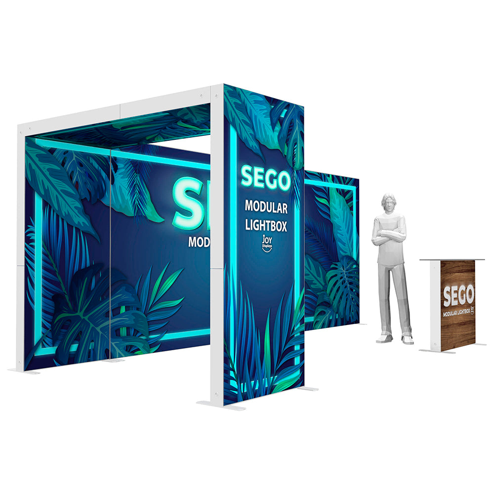 BACKLIT - 20ft x 7.4ft SEGO Modular Double-Sided Lightbox Display Conf