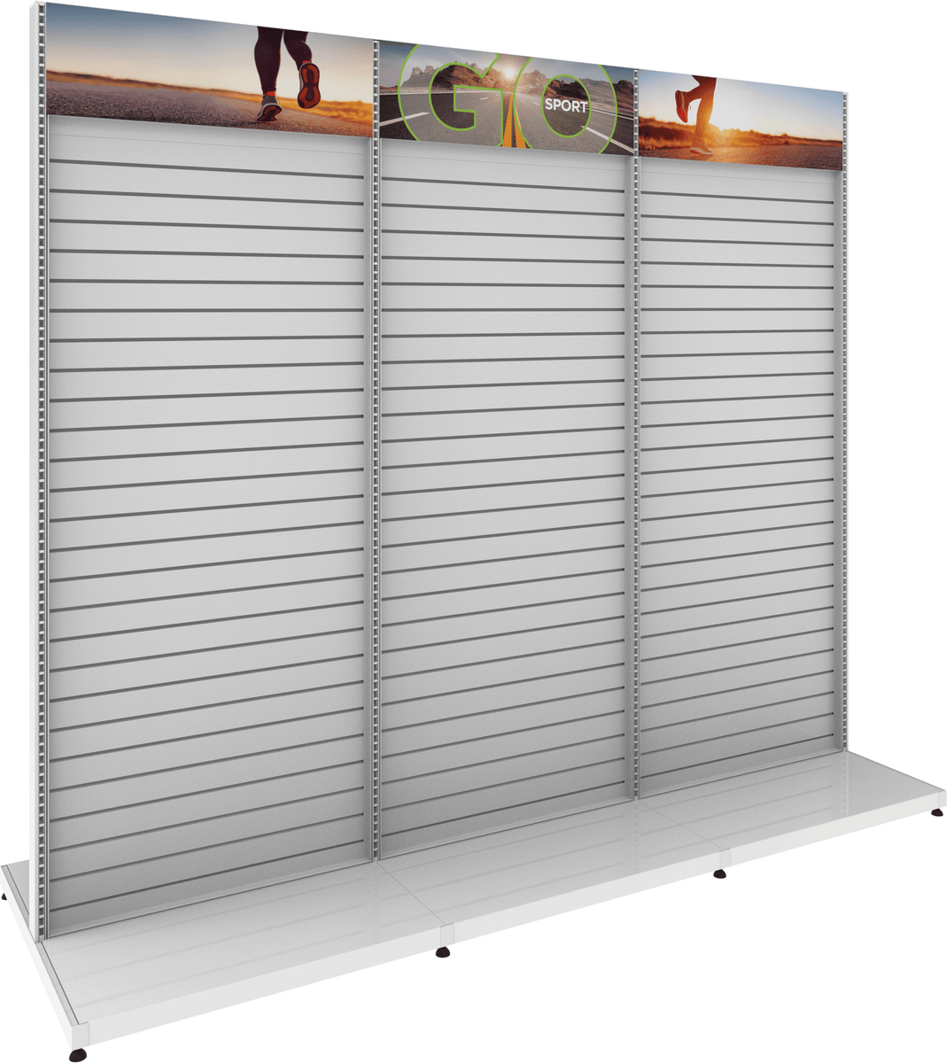 MODIFY Three Double Sided Slatwall Stand - 110"W x 96"H- Product Displ ...