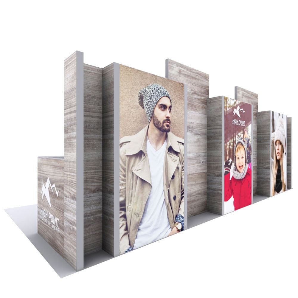 20 X 10 ft. Modco® 3 Trade Show Booth with Shelving – Joy Displays