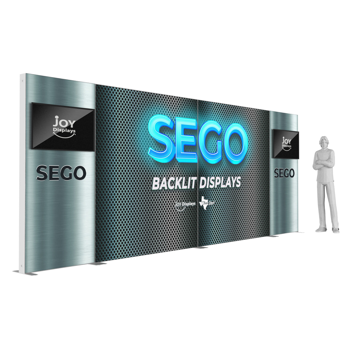 BACKLIT - 20ft X 7.4ft SEGO Backlit Exhibit with TV Mounts - Configura ...
