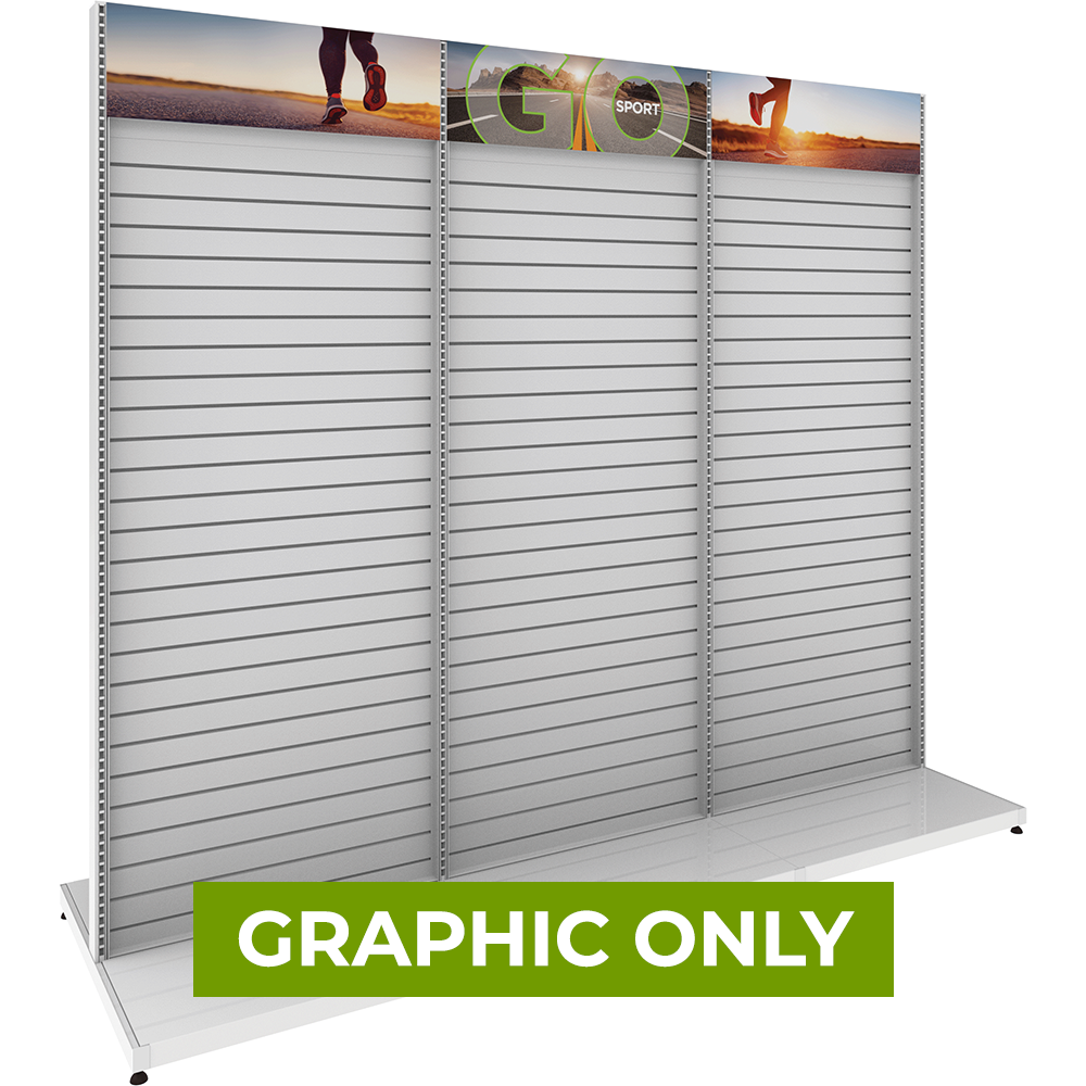 GRAPHIC ONLY - MODIFY Three Double Sided Slatwall Stand - 110"W x 96"H ...