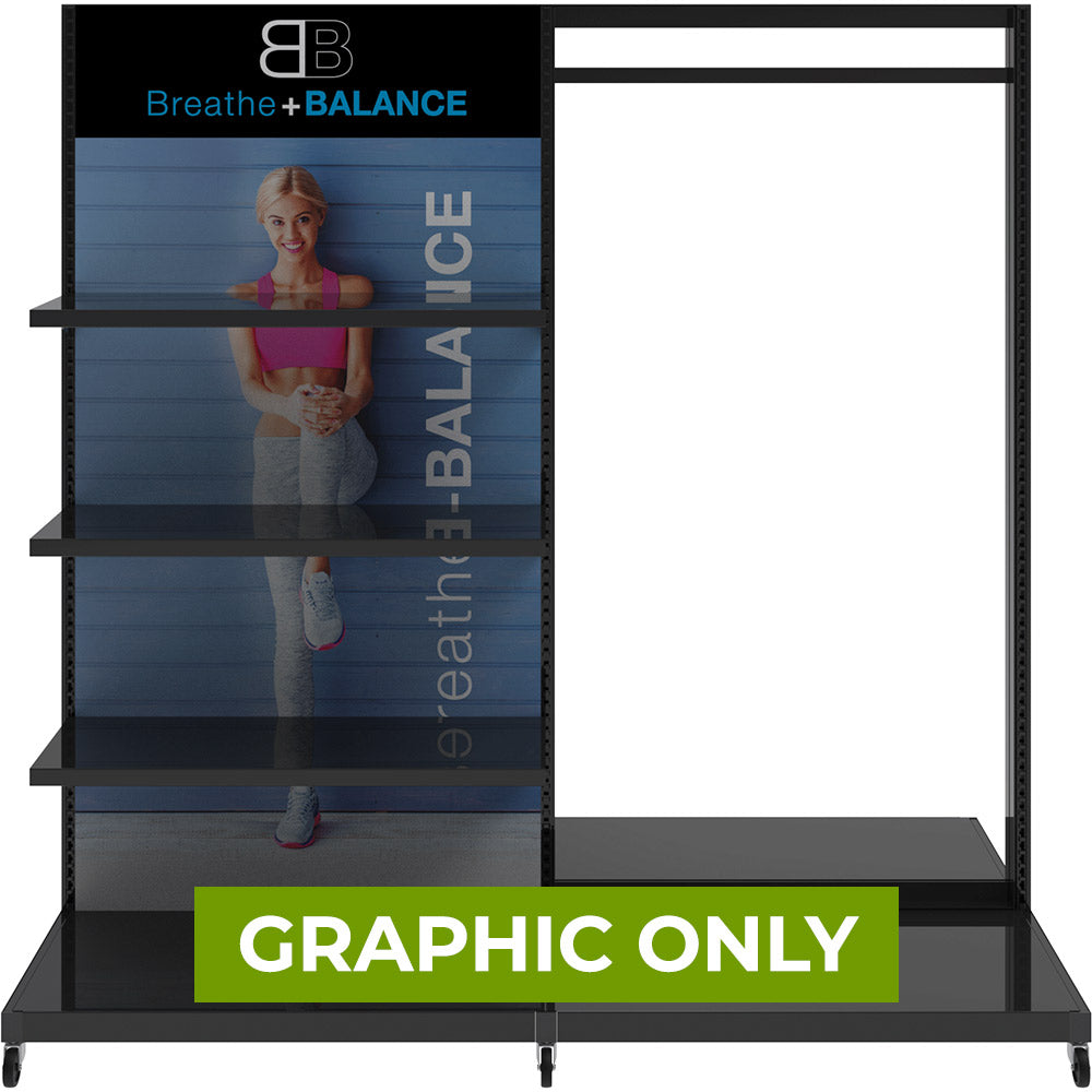GRAPHIC ONLY - MODIFY Double Sided Display Stand with Shelving and Han