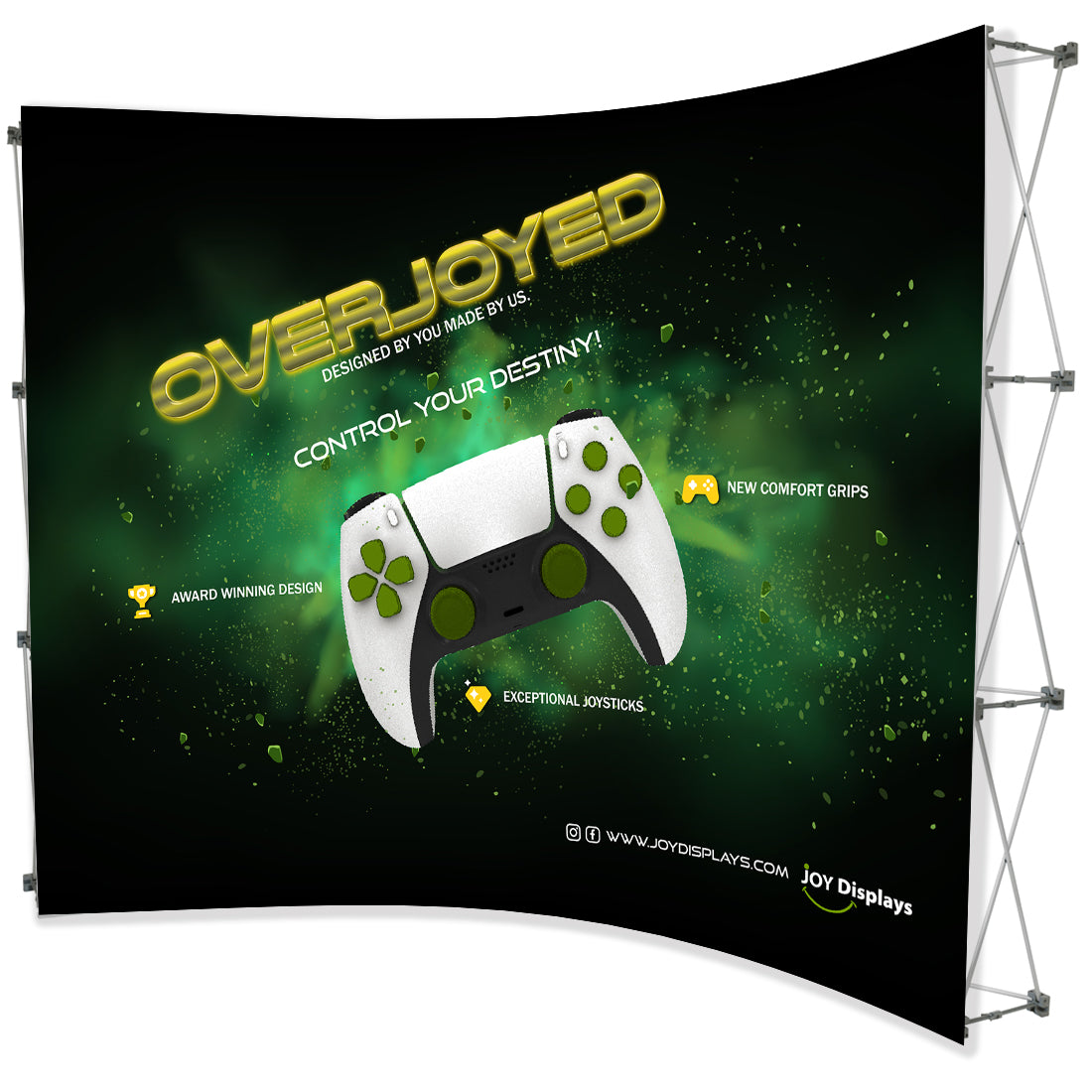 8 Ft. Fabric Pop Up Overjoyed Display - 89"H - Curved Trade Show Exhib ...