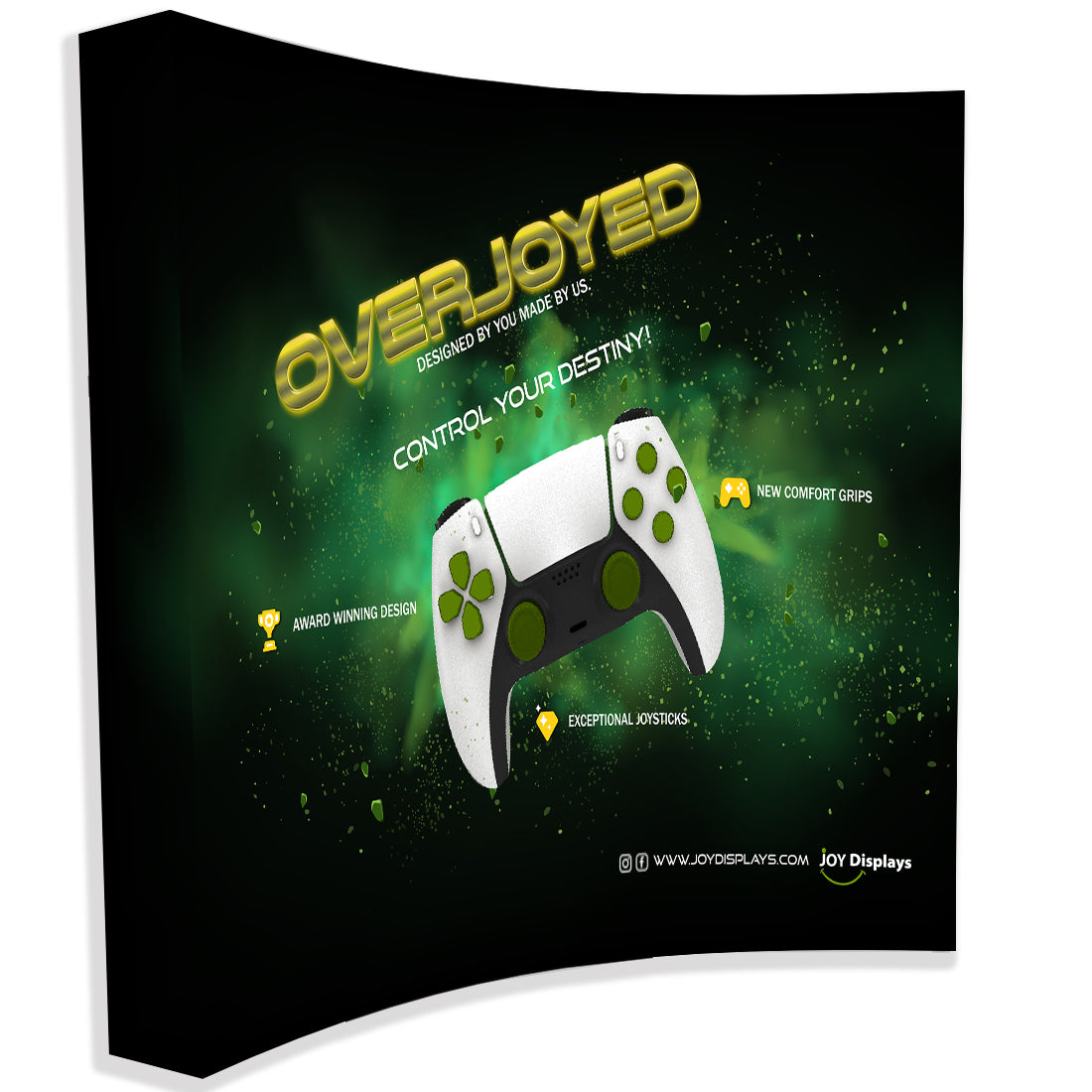 8 Ft. Fabric Pop Up Overjoyed Display - 89"H - Curved Trade Show Exhib ...