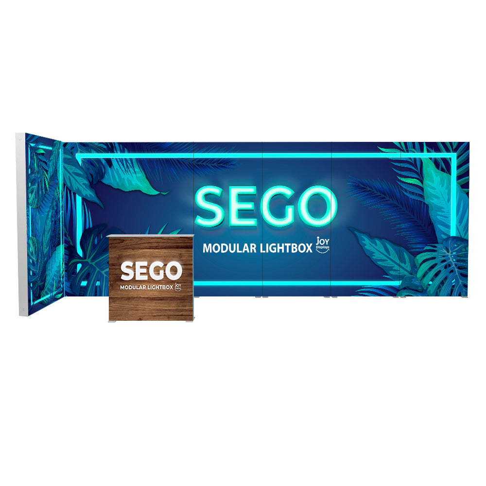 BACKLIT - 20ft x 7.4ft SEGO Modular Double-Sided Lightbox Display Conf ...