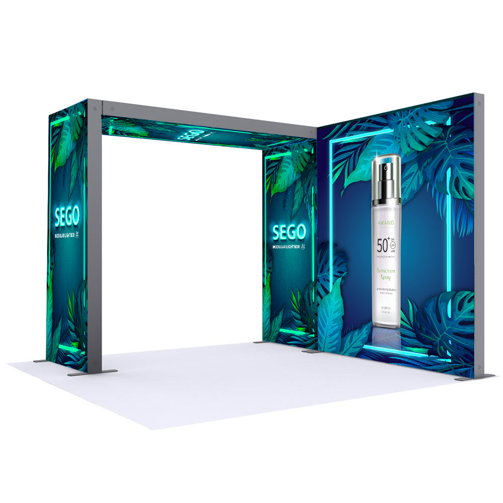 BACKLIT - 10ft x 7.4ft SEGO Modular Double-Sided Lightbox Display Conf ...